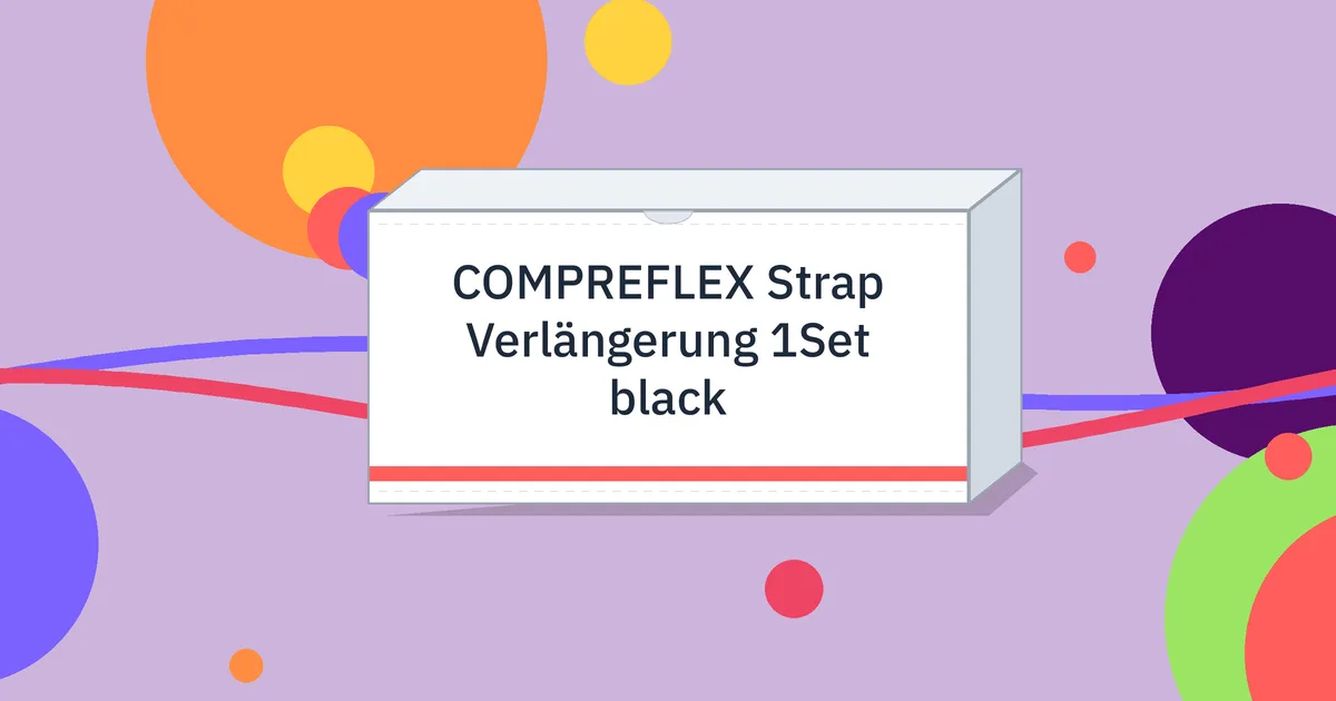 Symbolbild: Packung mit der Aufschrift COMPREFLEX Strap Verlängerung 1Set black (PZN 19534690) – Verfügbarkeit und Bezug in Apotheken in Frankfurt am Main