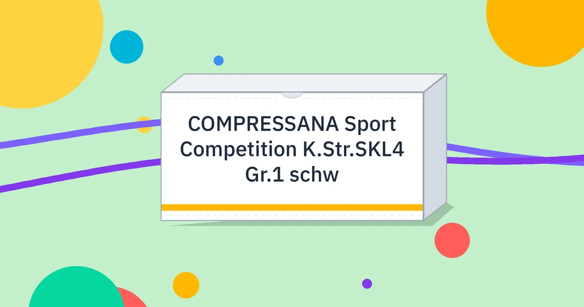 Symbolbild: Packung mit der Aufschrift COMPRESSANA Sport Competition K.Str.SKL4 Gr.1 schw (PZN 17888828) – Verfügbarkeit und Bezug in Apotheken in Frankfurt am Main