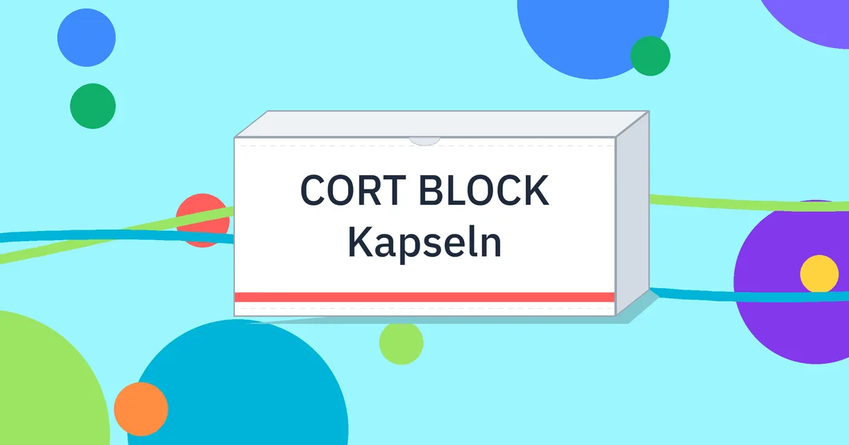 Symbolbild: Packung mit der Aufschrift CORT BLOCK Kapseln (PZN 06949900) – Verfügbarkeit und Bezug in Apotheken in Frankfurt am Main