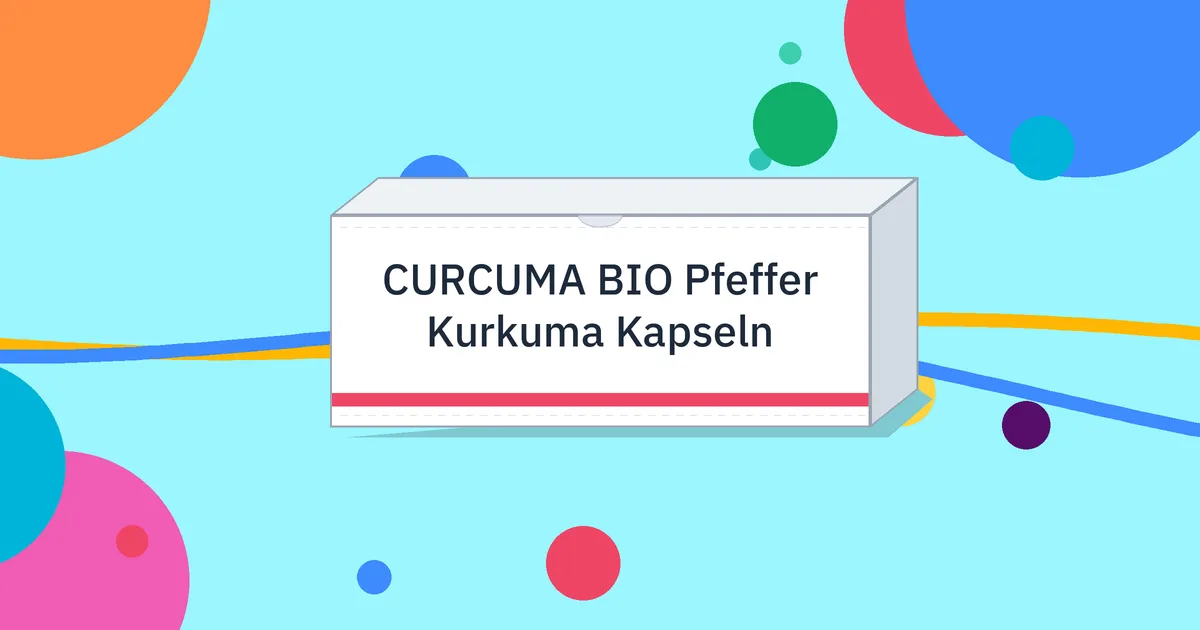 Symbolbild: Packung mit der Aufschrift CURCUMA BIO Pfeffer Kurkuma Kapseln (PZN 19710649) – Verfügbarkeit und Bezug in Apotheken in Frankfurt am Main