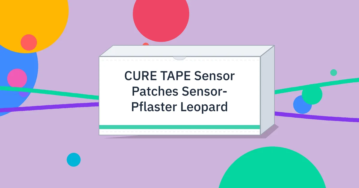 Symbolbild: Packung mit der Aufschrift CURE TAPE Sensor Patches Sensor-Pflaster Leopard (PZN 18885499) – Verfügbarkeit und Bezug in Apotheken in Frankfurt am Main