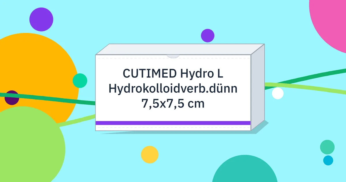 Symbolbild: Packung mit der Aufschrift CUTIMED Hydro L Hydrokolloidverb.dünn 7,5x7,5 cm (PZN 16034277) – Verfügbarkeit und Bezug in Apotheken in Frankfurt am Main