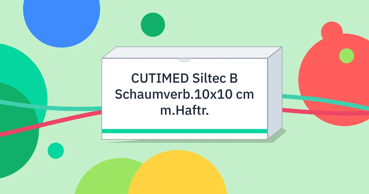 Symbolbild: Packung mit der Aufschrift CUTIMED Siltec B Schaumverb.10x10 cm m.Haftr. (PZN 19670045) – Verfügbarkeit und Bezug in Apotheken in Frankfurt am Main