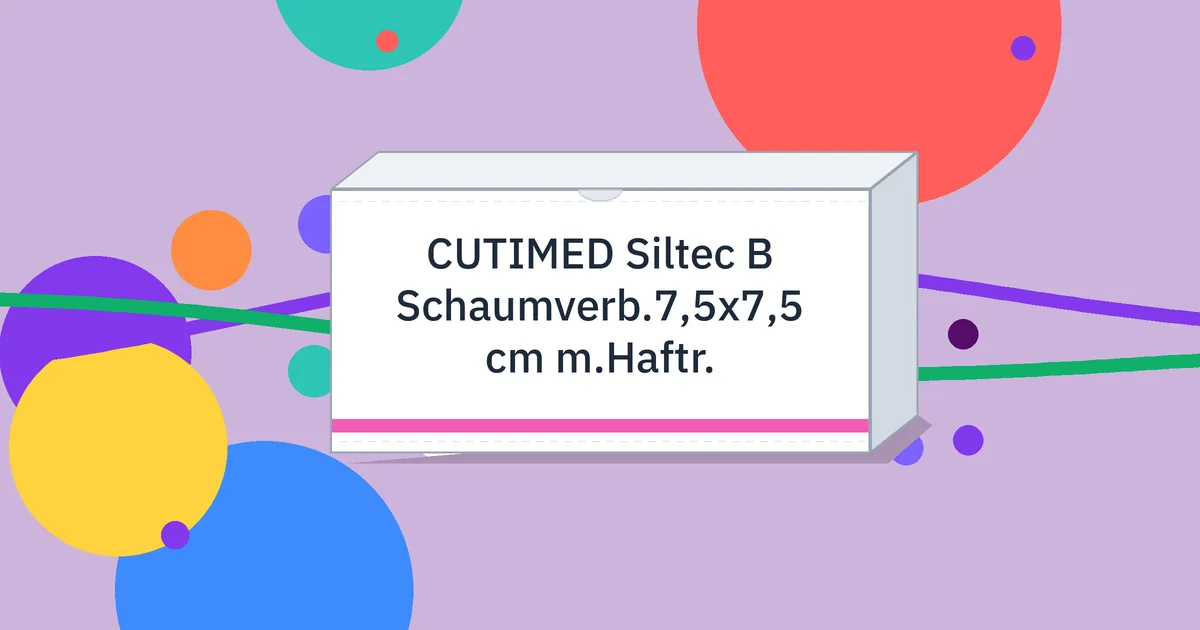 Symbolbild: Packung mit der Aufschrift CUTIMED Siltec B Schaumverb.7,5x7,5 cm m.Haftr. (PZN 18188990) – Verfügbarkeit und Bezug in Apotheken in Frankfurt am Main