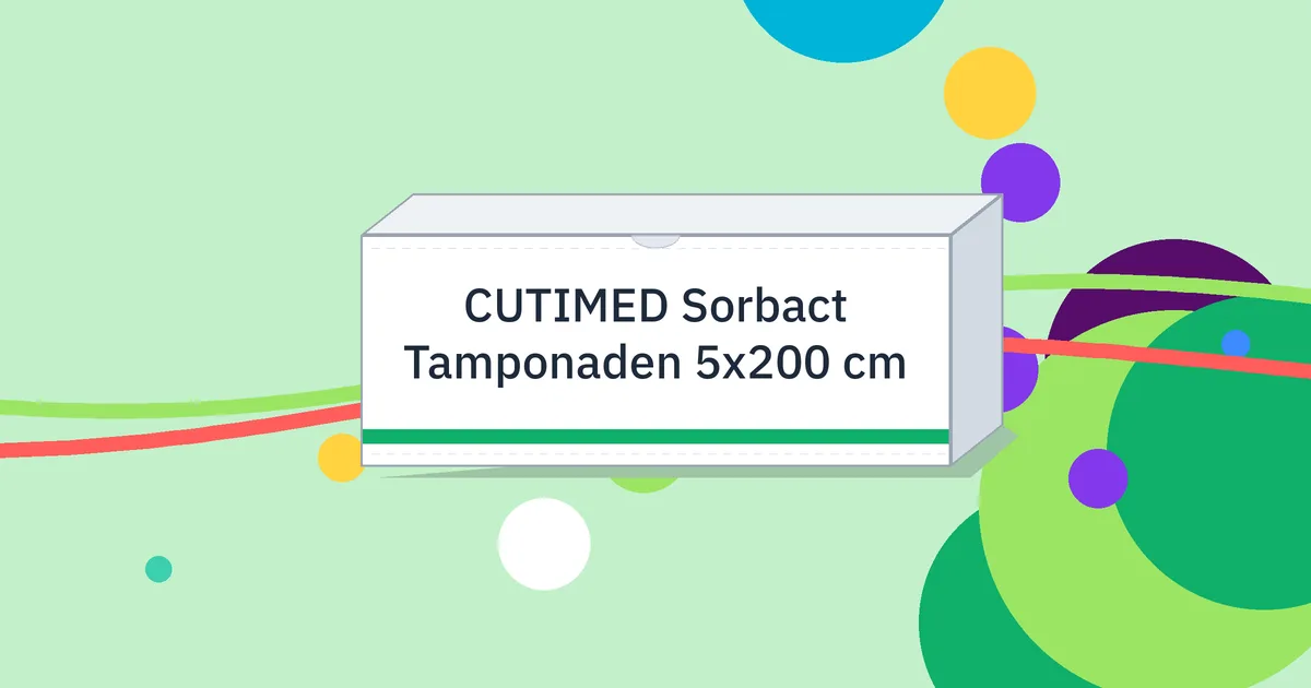 Symbolbild: Packung mit der Aufschrift CUTIMED Sorbact Tamponaden 5x200 cm (PZN 19700065) – Verfügbarkeit und Bezug in Apotheken in Frankfurt am Main