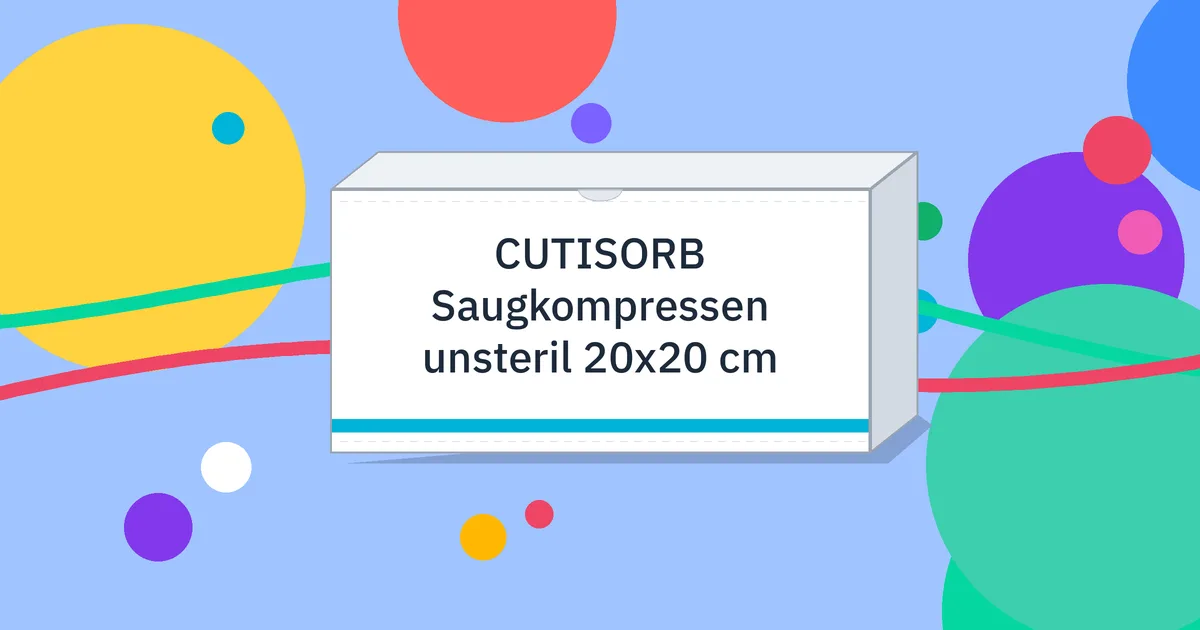 Symbolbild: Packung mit der Aufschrift CUTISORB Saugkompressen unsteril 20x20 cm (PZN 05490262) – Verfügbarkeit und Bezug in Apotheken in Frankfurt am Main