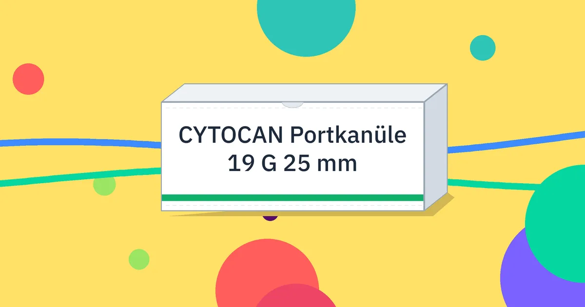 Symbolbild: Packung mit der Aufschrift CYTOCAN Portkanüle 19 G 25 mm (PZN 04874457) – Verfügbarkeit und Bezug in Apotheken in Frankfurt am Main