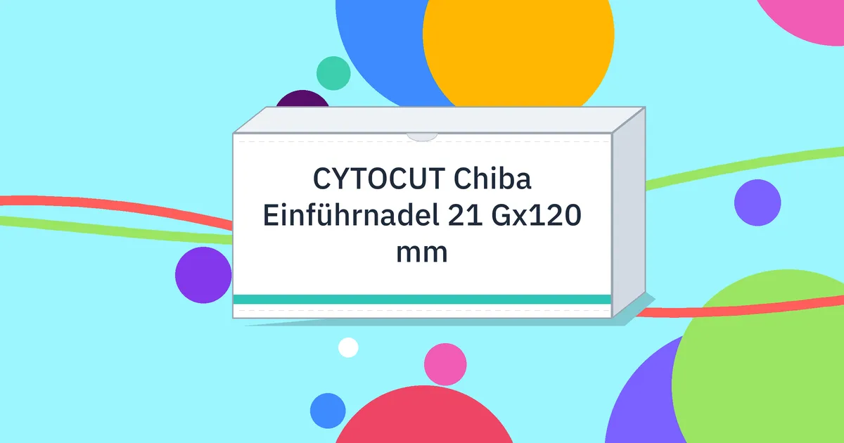 Symbolbild: Packung mit der Aufschrift CYTOCUT Chiba Einführnadel 21 Gx120 mm (PZN 16919461) – Verfügbarkeit und Bezug in Apotheken in Frankfurt am Main