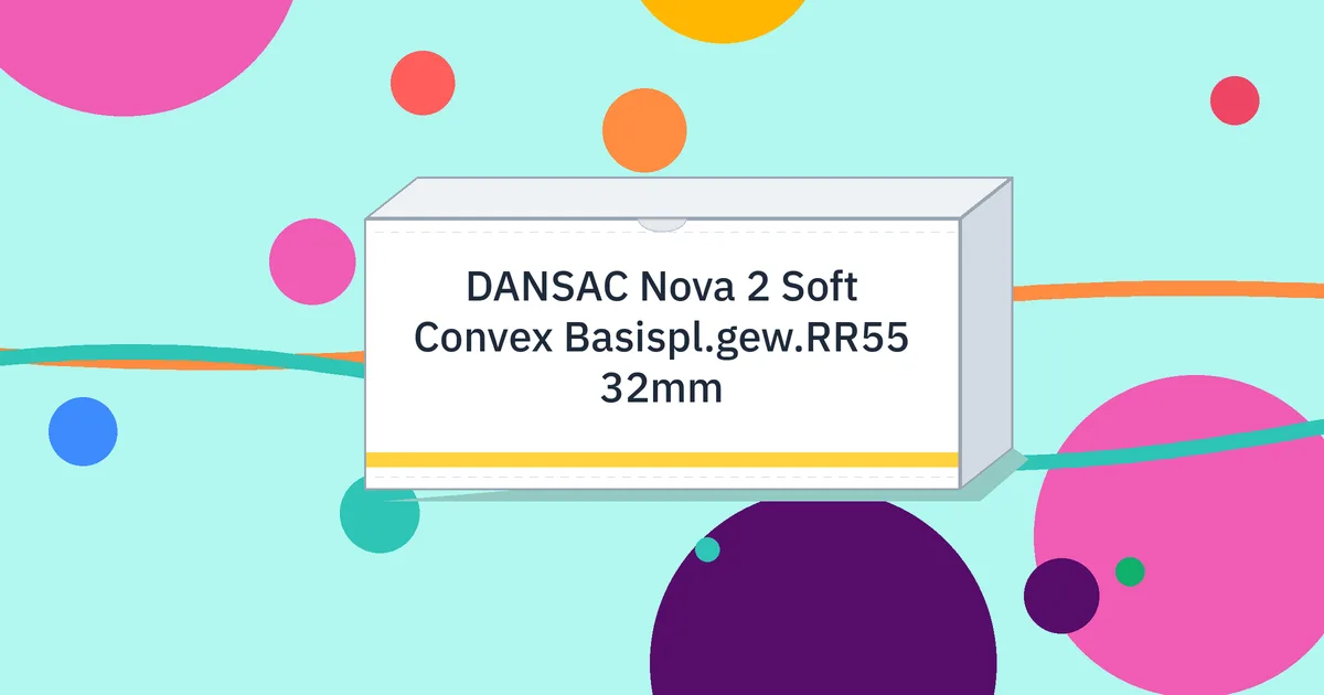 Symbolbild: Packung mit der Aufschrift DANSAC Nova 2 Soft Convex Basispl.gew.RR55 32mm (PZN 02452025) – Verfügbarkeit und Bezug in Apotheken in Frankfurt am Main