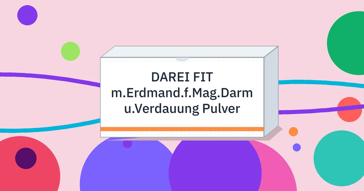 Symbolbild: Packung mit der Aufschrift DAREI FIT m.Erdmand.f.Mag.Darm u.Verdauung Pulver (PZN 00681106) – Verfügbarkeit und Bezug in Apotheken in Frankfurt am Main