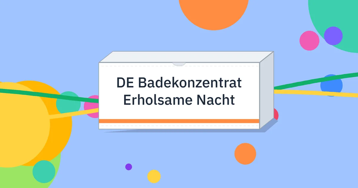 Symbolbild: Packung mit der Aufschrift DE Badekonzentrat Erholsame Nacht (PZN 18767334) – Verfügbarkeit und Bezug in Apotheken in Frankfurt am Main