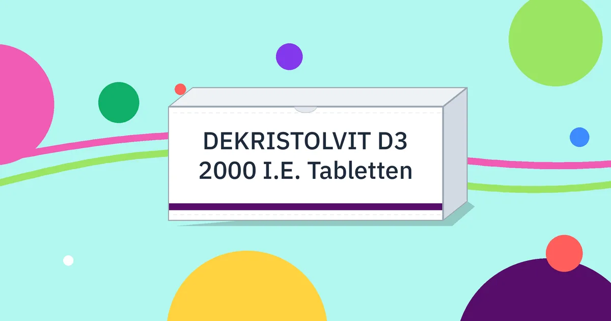 Symbolbild: Packung mit der Aufschrift DEKRISTOLVIT D3 2000 I.E. Tabletten (PZN 10818517) – Verfügbarkeit und Bezug in Apotheken in Frankfurt am Main