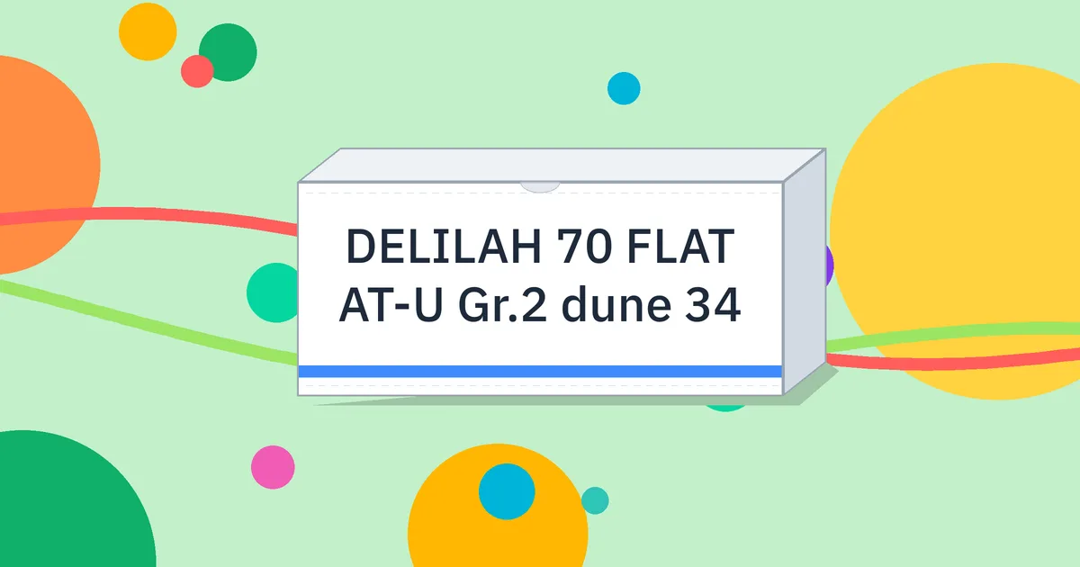 Symbolbild: Packung mit der Aufschrift DELILAH 70 FLAT AT-U Gr.2 dune 34 (PZN 13848884) – Verfügbarkeit und Bezug in Apotheken in Frankfurt am Main