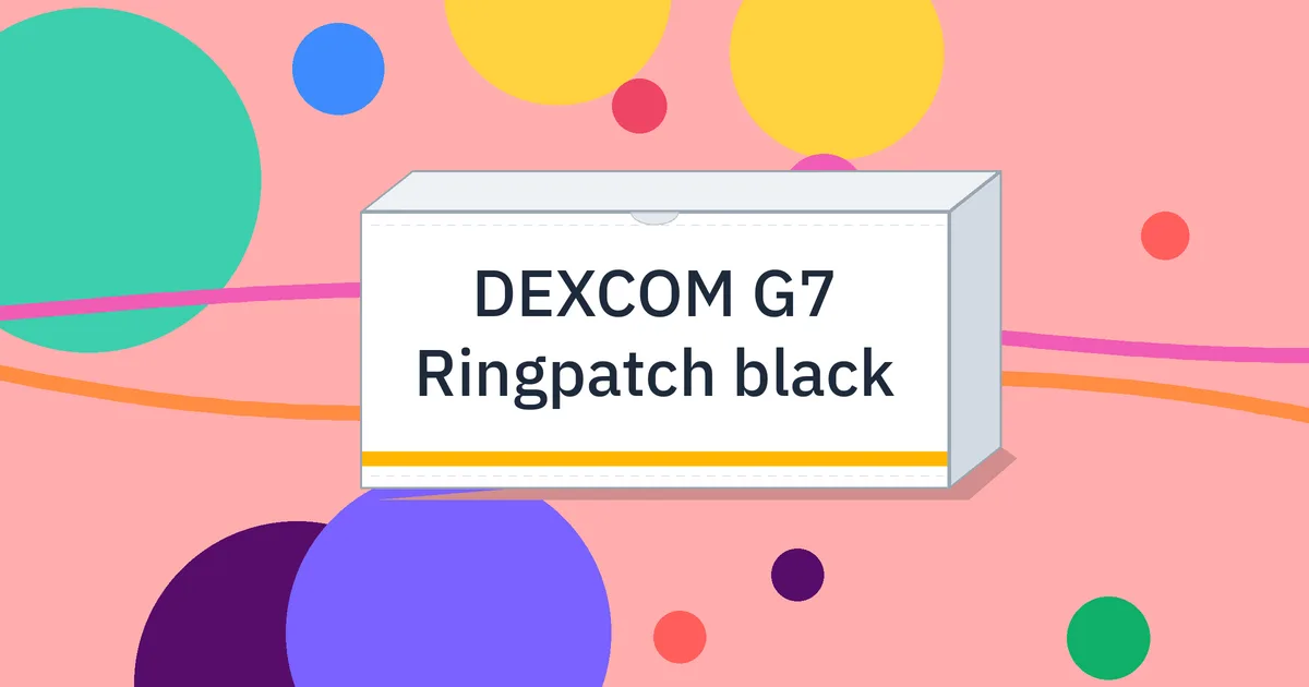 Symbolbild: Packung mit der Aufschrift DEXCOM G7 Ringpatch black (PZN 19865837) – Verfügbarkeit und Bezug in Apotheken in Frankfurt am Main
