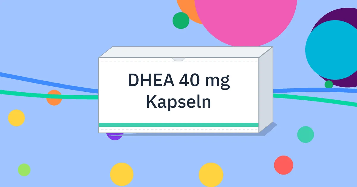 Symbolbild: Packung mit der Aufschrift DHEA 40 mg Kapseln (PZN 18718175) – Verfügbarkeit und Bezug in Apotheken in Frankfurt am Main