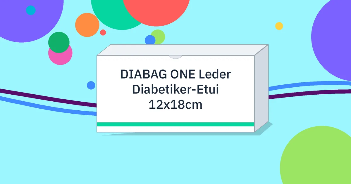 Symbolbild: Packung mit der Aufschrift DIABAG ONE Leder Diabetiker-Etui 12x18cm (PZN 10328144) – Verfügbarkeit und Bezug in Apotheken in Frankfurt am Main