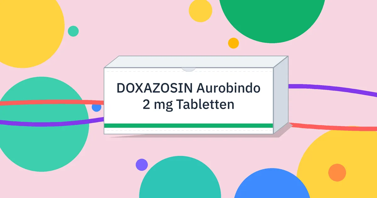 Symbolbild: Packung mit der Aufschrift DOXAZOSIN Aurobindo 2 mg Tabletten (PZN 09673605) – Verfügbarkeit und Bezug in Apotheken in Frankfurt am Main