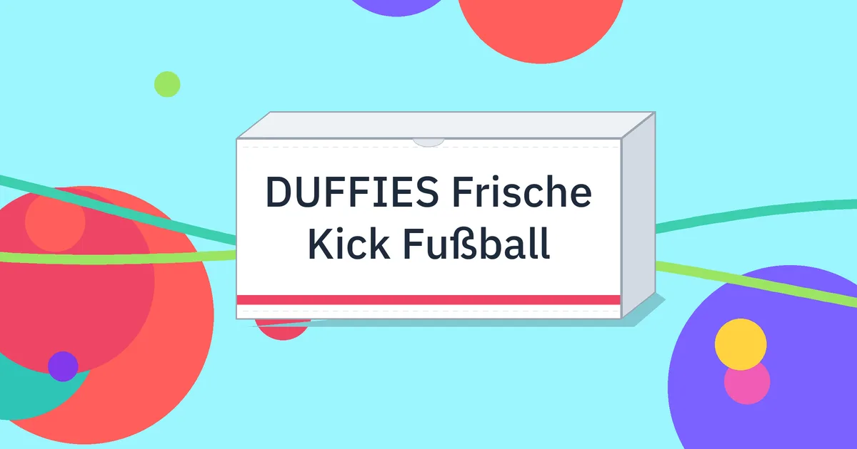 Symbolbild: Packung mit der Aufschrift DUFFIES Frische Kick Fußball (PZN 20649257) – Verfügbarkeit und Bezug in Apotheken in Frankfurt am Main
