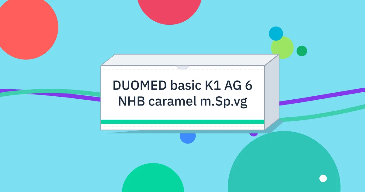 Symbolbild: Packung mit der Aufschrift DUOMED basic K1 AG 6 NHB caramel m.Sp.vg (PZN 20905370) – Verfügbarkeit und Bezug in Apotheken in Frankfurt am Main