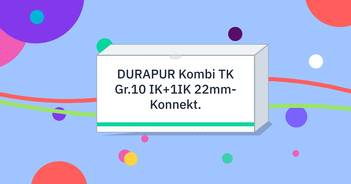 Symbolbild: Packung mit der Aufschrift DURAPUR Kombi TK Gr.10 IK+1IK 22mm-Konnekt. (PZN 16030339) – Verfügbarkeit und Bezug in Apotheken in Frankfurt am Main