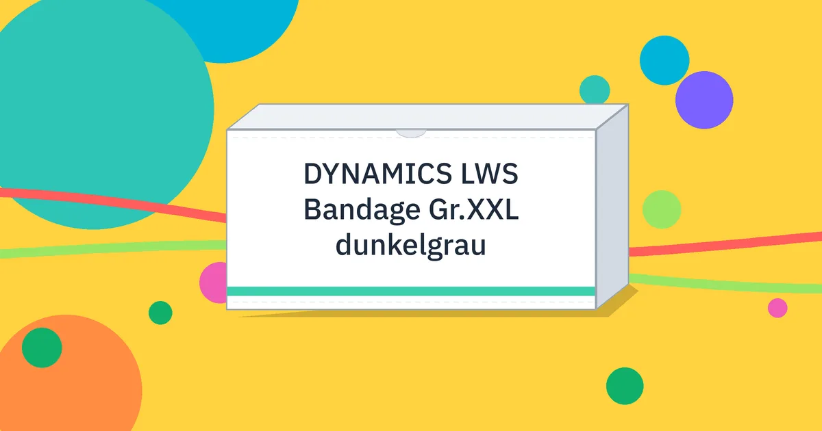 Symbolbild: Packung mit der Aufschrift DYNAMICS LWS Bandage Gr.XXL dunkelgrau (PZN 12400472) – Verfügbarkeit und Bezug in Apotheken in Frankfurt am Main
