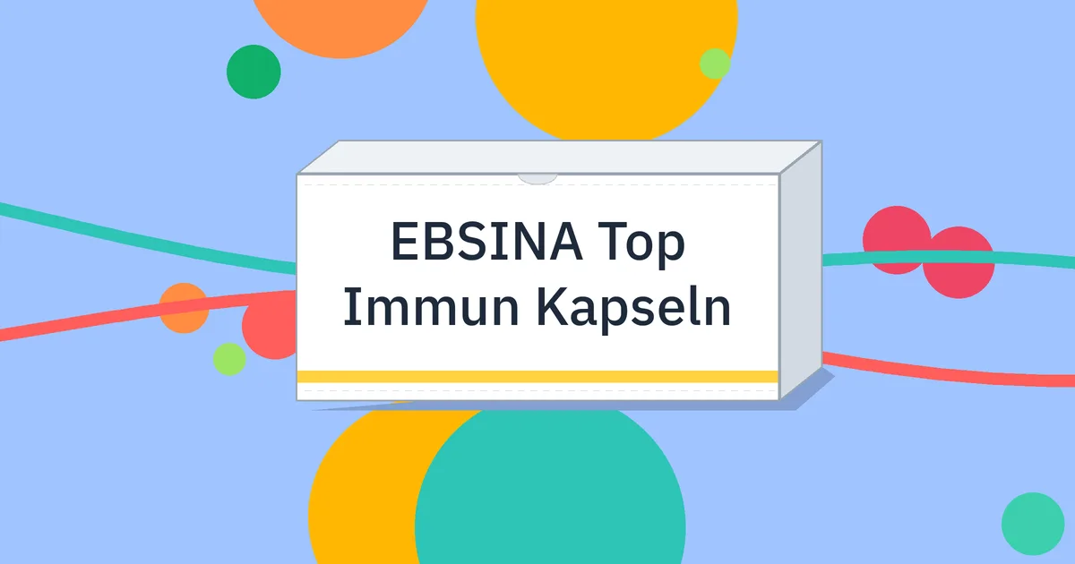 Symbolbild: Packung mit der Aufschrift EBSINA Top Immun Kapseln (PZN 16388532) – Verfügbarkeit und Bezug in Apotheken in Frankfurt am Main