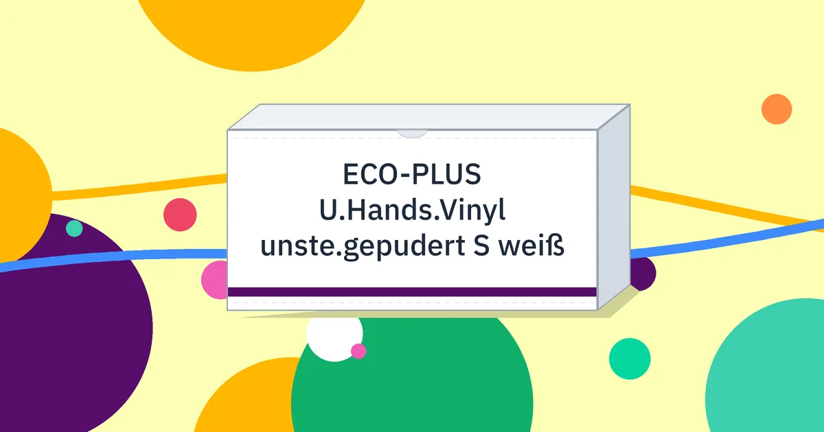 Symbolbild: Packung mit der Aufschrift ECO-PLUS U.Hands.Vinyl unste.gepudert S weiß (PZN 13511498) – Verfügbarkeit und Bezug in Apotheken in Frankfurt am Main