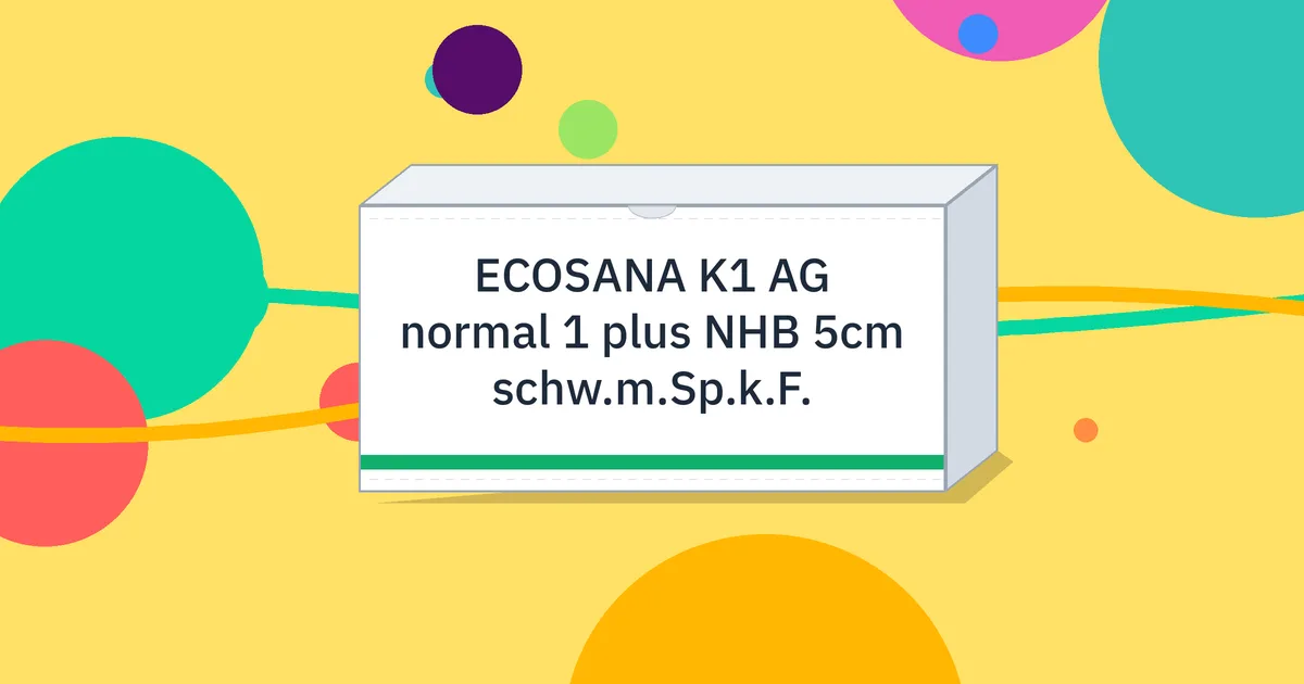 Symbolbild: Packung mit der Aufschrift ECOSANA K1 AG normal 1 plus NHB 5cm schw.m.Sp.k.F. (PZN 04725728) – Verfügbarkeit und Bezug in Apotheken in Frankfurt am Main