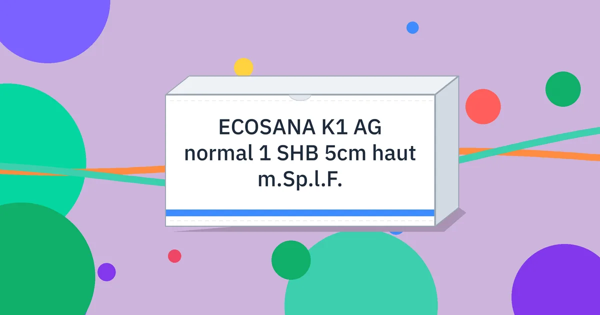 Symbolbild: Packung mit der Aufschrift ECOSANA K1 AG normal 1 SHB 5cm haut m.Sp.l.F. (PZN 04726159) – Verfügbarkeit und Bezug in Apotheken in Frankfurt am Main