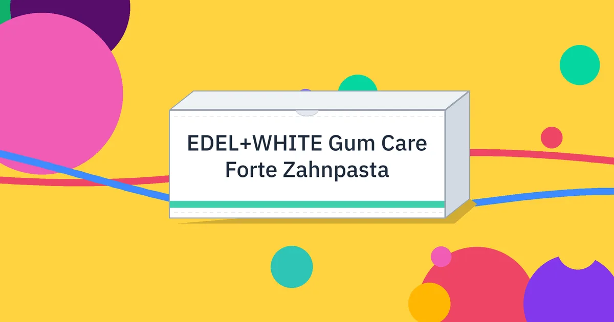 Symbolbild: Packung mit der Aufschrift EDEL+WHITE Gum Care Forte Zahnpasta (PZN 17180874) – Verfügbarkeit und Bezug in Apotheken in Frankfurt am Main