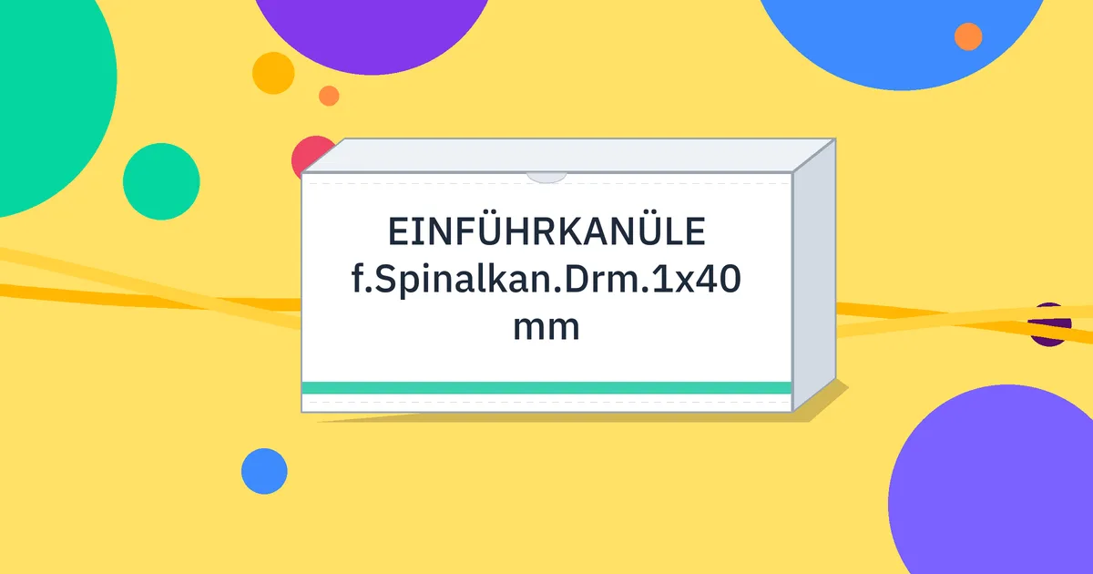 Symbolbild: Packung mit der Aufschrift EINFÜHRKANÜLE f.Spinalkan.Drm.1x40 mm (PZN 13585195) – Verfügbarkeit und Bezug in Apotheken in Frankfurt am Main