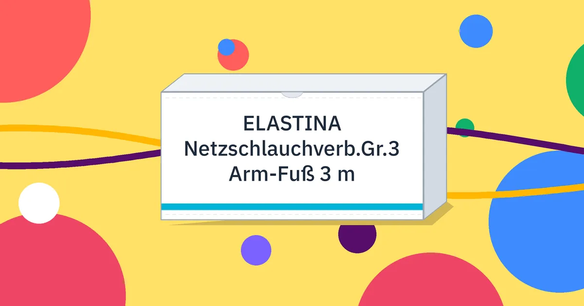 Symbolbild: Packung mit der Aufschrift ELASTINA Netzschlauchverb.Gr.3 Arm-Fuß 3 m (PZN 14294293) – Verfügbarkeit und Bezug in Apotheken in Frankfurt am Main