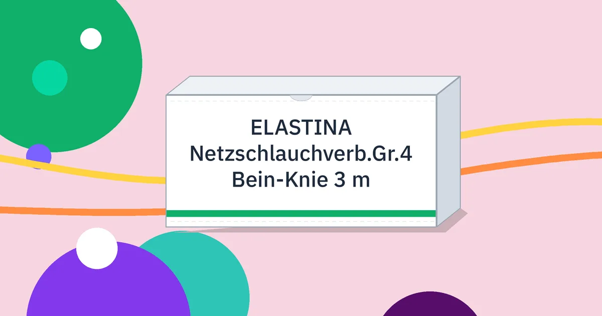 Symbolbild: Packung mit der Aufschrift ELASTINA Netzschlauchverb.Gr.4 Bein-Knie 3 m (PZN 14294301) – Verfügbarkeit und Bezug in Apotheken in Frankfurt am Main