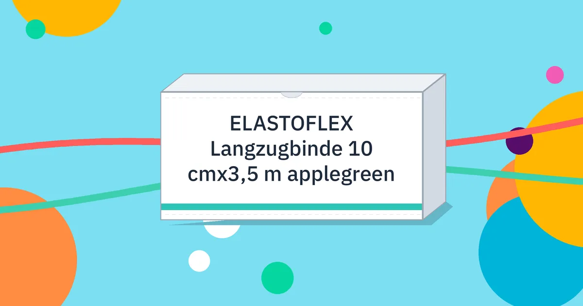 Symbolbild: Packung mit der Aufschrift ELASTOFLEX Langzugbinde 10 cmx3,5 m applegreen (PZN 17175287) – Verfügbarkeit und Bezug in Apotheken in Frankfurt am Main