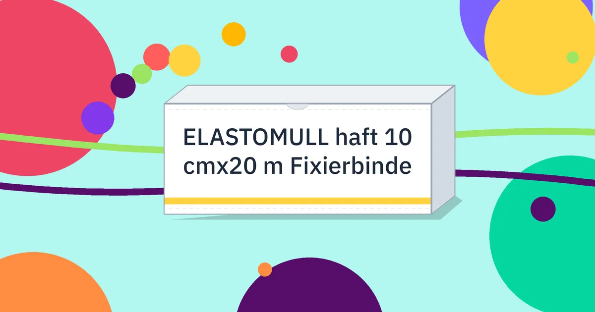 Symbolbild: Packung mit der Aufschrift ELASTOMULL haft 10 cmx20 m Fixierbinde (PZN 17451646) – Verfügbarkeit und Bezug in Apotheken in Frankfurt am Main
