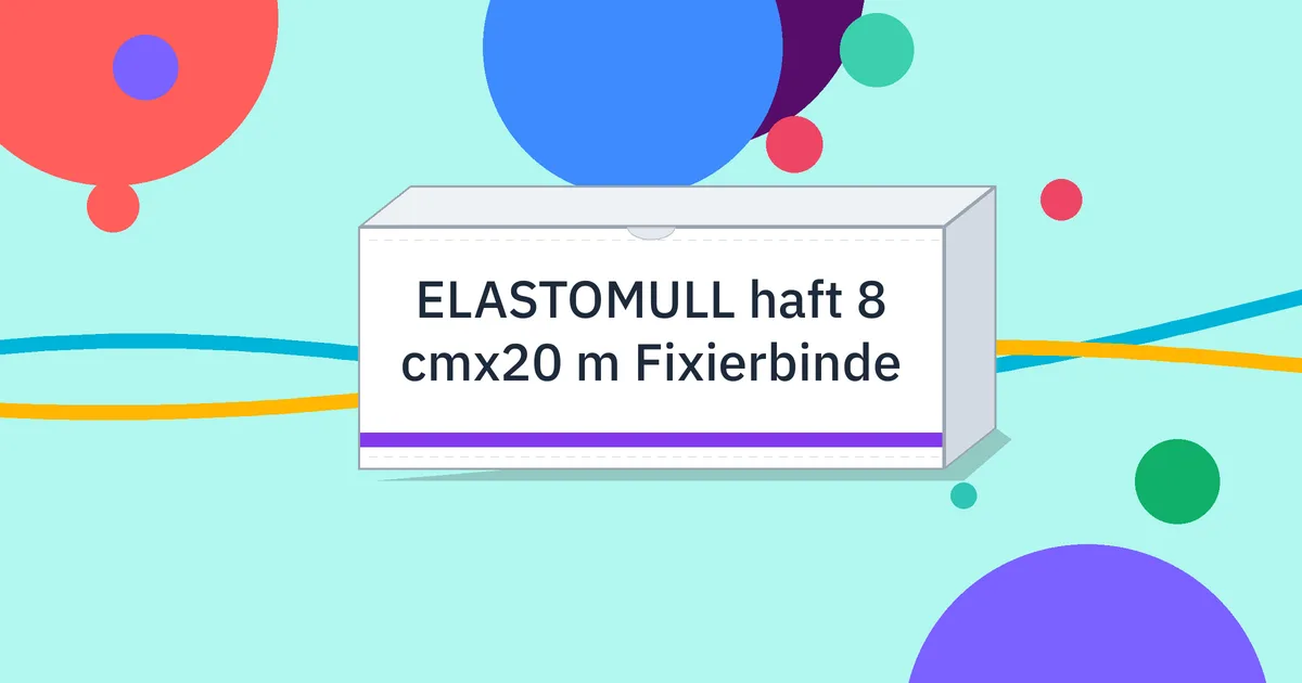 Symbolbild: Packung mit der Aufschrift ELASTOMULL haft 8 cmx20 m Fixierbinde (PZN 18154985) – Verfügbarkeit und Bezug in Apotheken in Frankfurt am Main