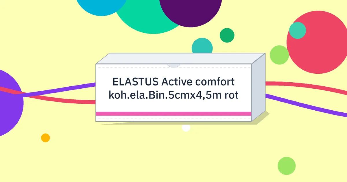 Symbolbild: Packung mit der Aufschrift ELASTUS Active comfort koh.ela.Bin.5cmx4,5m rot (PZN 18489326) – Verfügbarkeit und Bezug in Apotheken in Frankfurt am Main