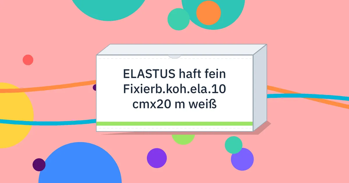 Symbolbild: Packung mit der Aufschrift ELASTUS haft fein Fixierb.koh.ela.10 cmx20 m weiß (PZN 01668527) – Verfügbarkeit und Bezug in Apotheken in Frankfurt am Main
