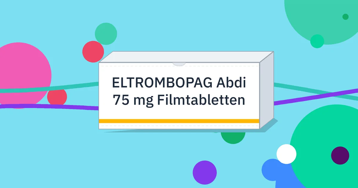 Symbolbild: Packung mit der Aufschrift ELTROMBOPAG Abdi 75 mg Filmtabletten (PZN 19916747) – Verfügbarkeit und Bezug in Apotheken in Frankfurt am Main