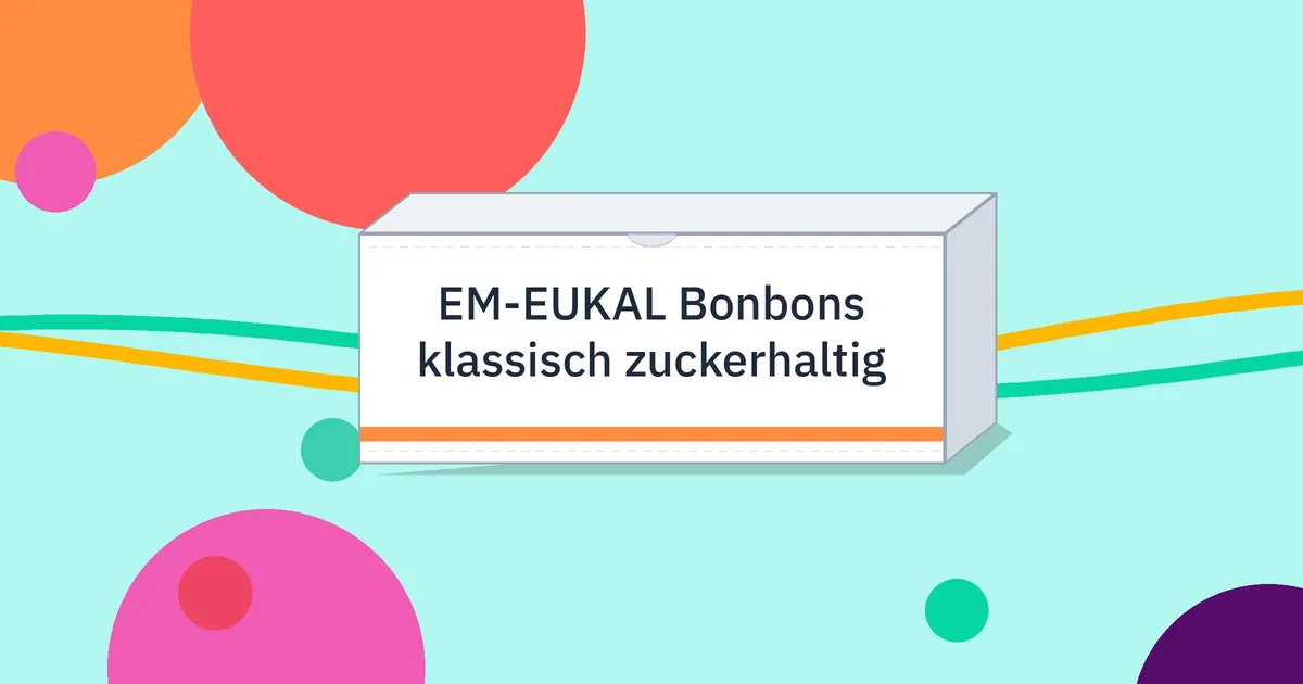 Symbolbild: Packung mit der Aufschrift EM-EUKAL Bonbons klassisch zuckerhaltig (PZN 03166899) – Verfügbarkeit und Bezug in Apotheken in Frankfurt am Main