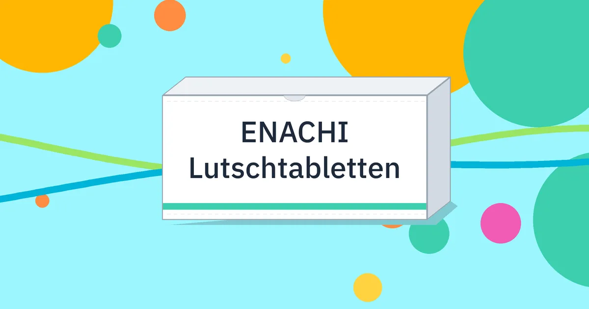 Symbolbild: Packung mit der Aufschrift ENACHI Lutschtabletten (PZN 11285307) – Verfügbarkeit und Bezug in Apotheken in Frankfurt am Main