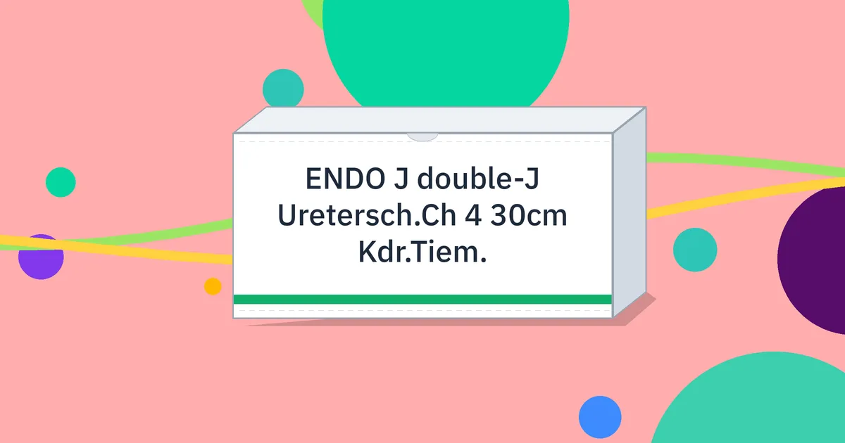 Symbolbild: Packung mit der Aufschrift ENDO J double-J Uretersch.Ch 4 30cm Kdr.Tiem. (PZN 00438535) – Verfügbarkeit und Bezug in Apotheken in Frankfurt am Main