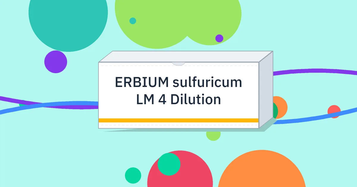 Symbolbild: Packung mit der Aufschrift ERBIUM sulfuricum LM 4 Dilution (PZN 13473800) – Verfügbarkeit und Bezug in Apotheken in Frankfurt am Main