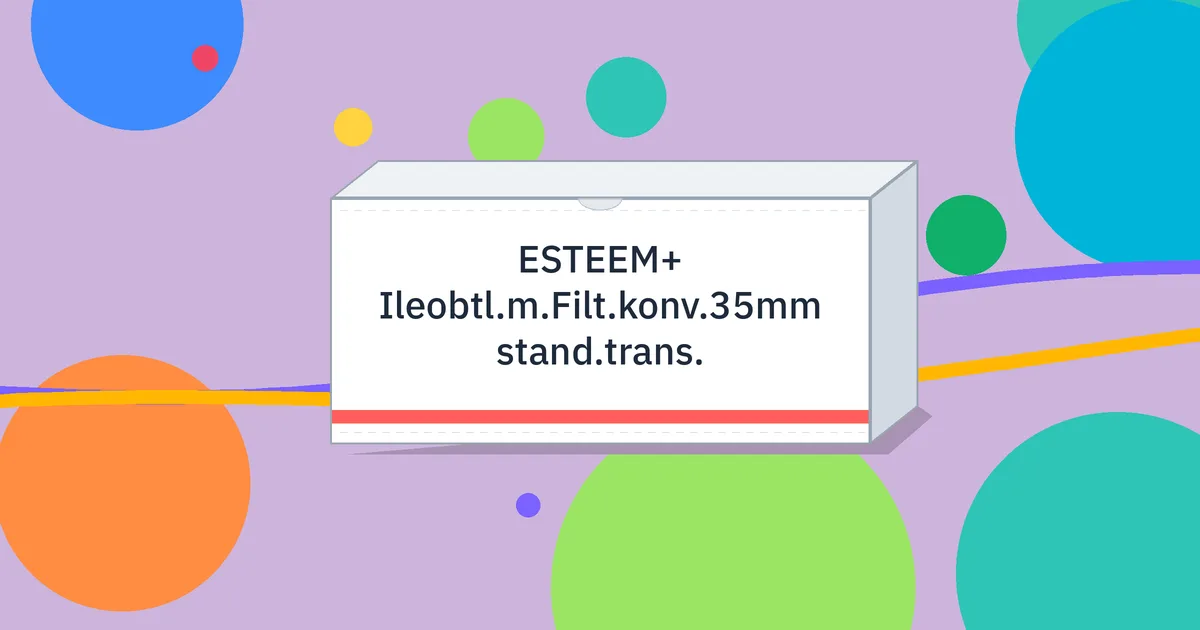 Symbolbild: Packung mit der Aufschrift ESTEEM+ Ileobtl.m.Filt.konv.35mm stand.trans. (PZN 06460263) – Verfügbarkeit und Bezug in Apotheken in Frankfurt am Main