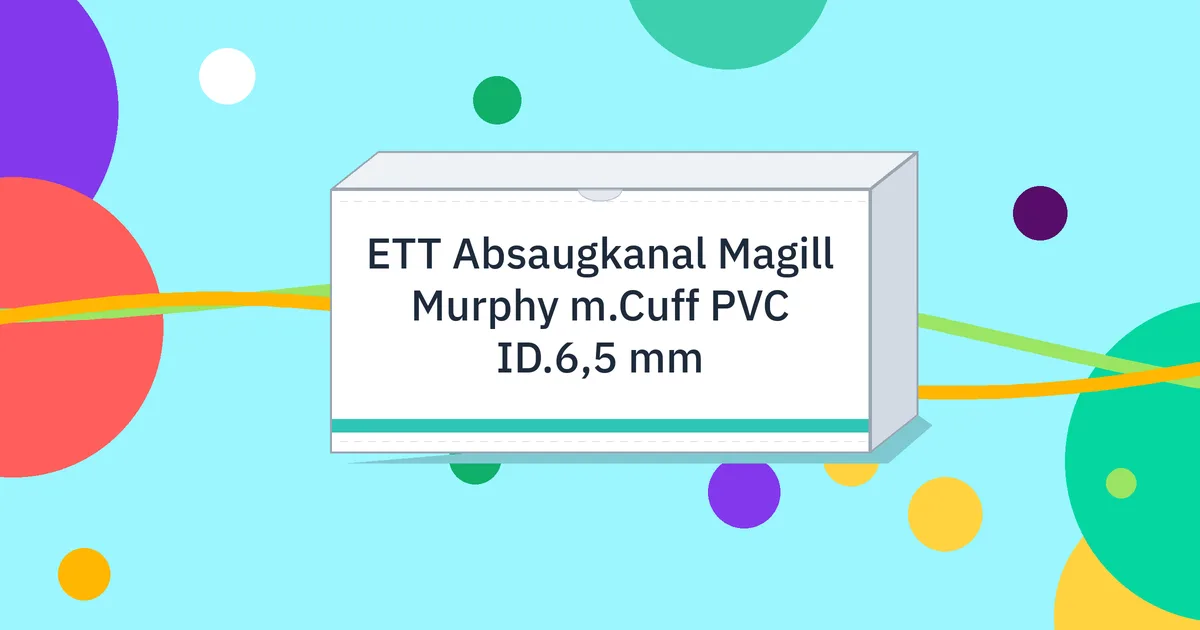Symbolbild: Packung mit der Aufschrift ETT Absaugkanal Magill Murphy m.Cuff PVC ID.6,5 mm (PZN 19120965) – Verfügbarkeit und Bezug in Apotheken in Frankfurt am Main