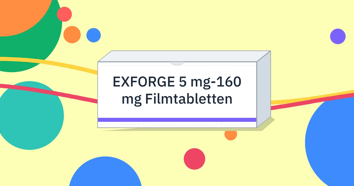 Symbolbild: Packung mit der Aufschrift EXFORGE 5 mg-160 mg Filmtabletten (PZN 20155058) – Verfügbarkeit und Bezug in Apotheken in Frankfurt am Main