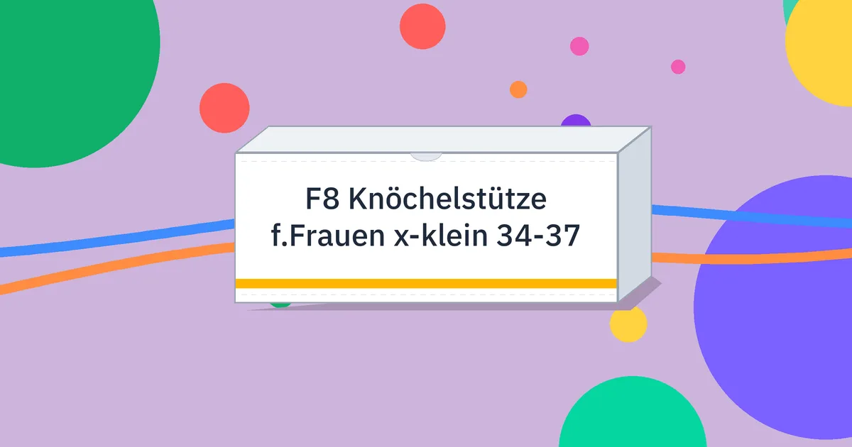 Symbolbild: Packung mit der Aufschrift F8 Knöchelstütze f.Frauen x-klein 34-37 (PZN 04496280) – Verfügbarkeit und Bezug in Apotheken in Frankfurt am Main