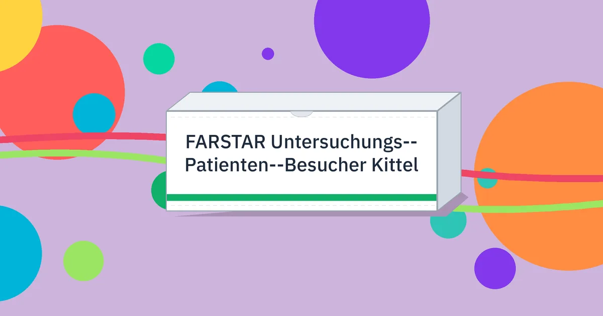 Symbolbild: Packung mit der Aufschrift FARSTAR Untersuchungs--Patienten--Besucher Kittel (PZN 09621229) – Verfügbarkeit und Bezug in Apotheken in Frankfurt am Main