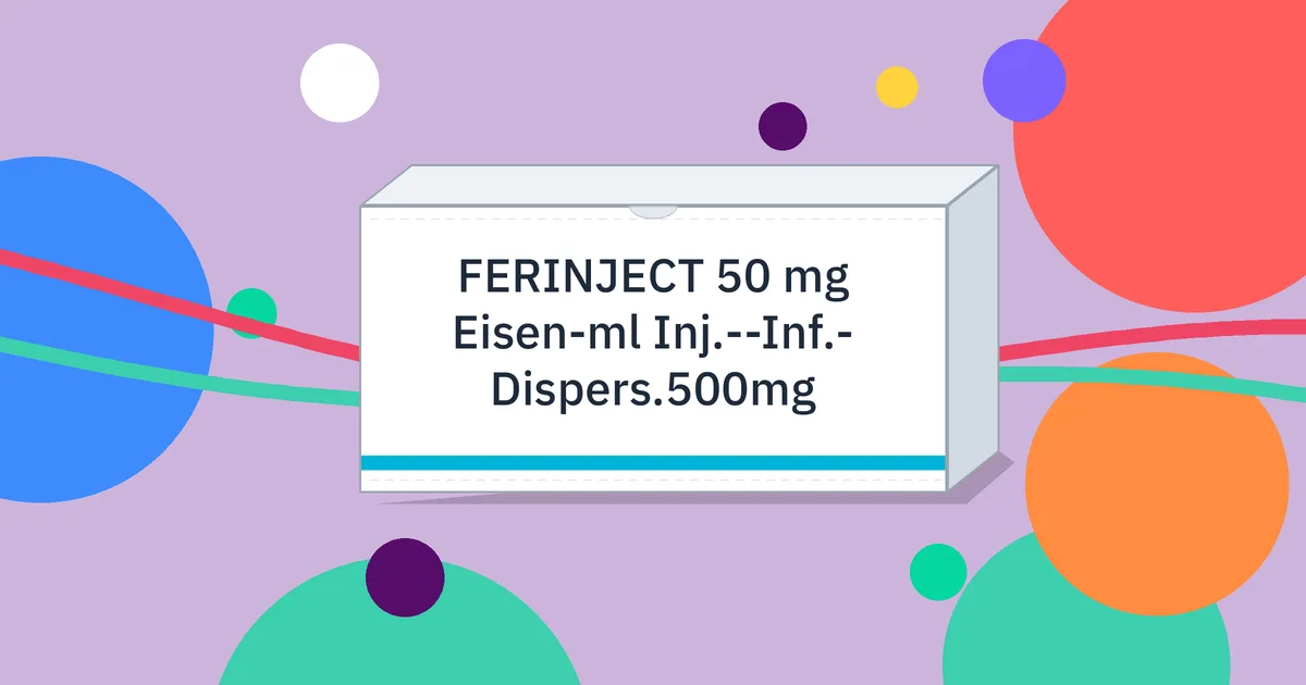 Symbolbild: Packung mit der Aufschrift FERINJECT 50 mg Eisen-ml Inj.--Inf.-Dispers.500mg (PZN 19473333) – Verfügbarkeit und Bezug in Apotheken in Frankfurt am Main
