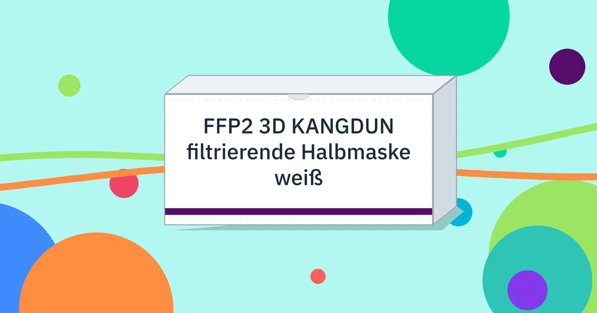 Symbolbild: Packung mit der Aufschrift FFP2 3D KANGDUN filtrierende Halbmaske weiß (PZN 18408440) – Verfügbarkeit und Bezug in Apotheken in Frankfurt am Main